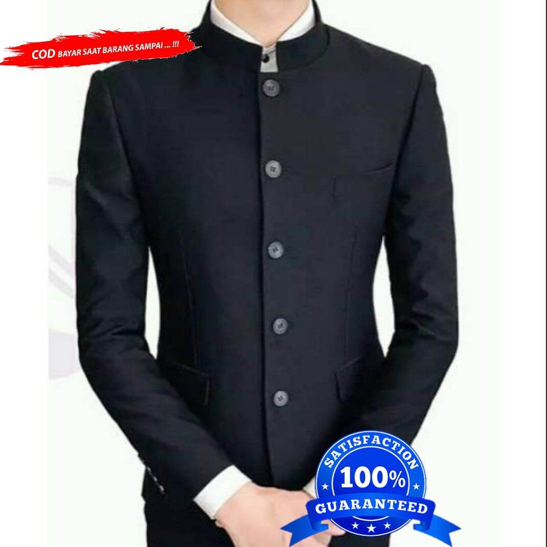 Jas Mandarin hitam / Jas sanghai / jas formal / Jasko mandarin | Lazada ...