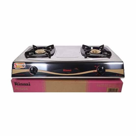 RINNAI KOMPOR GAS RI 522A- 2 TUNGKU STAINLESS STEEL RI 522 A RESMI ...