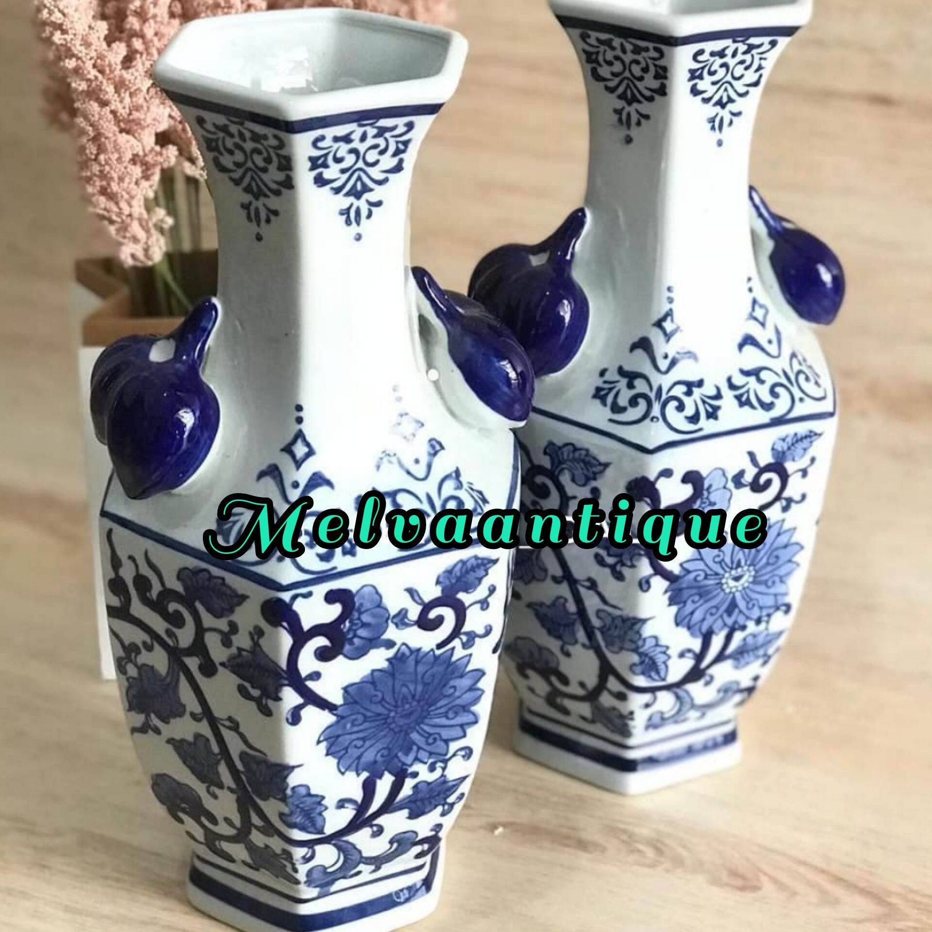 Vas Keramik Biru Putih / Vas Bunga Keramik Biru Putih tinggi 30 cm Buah ...