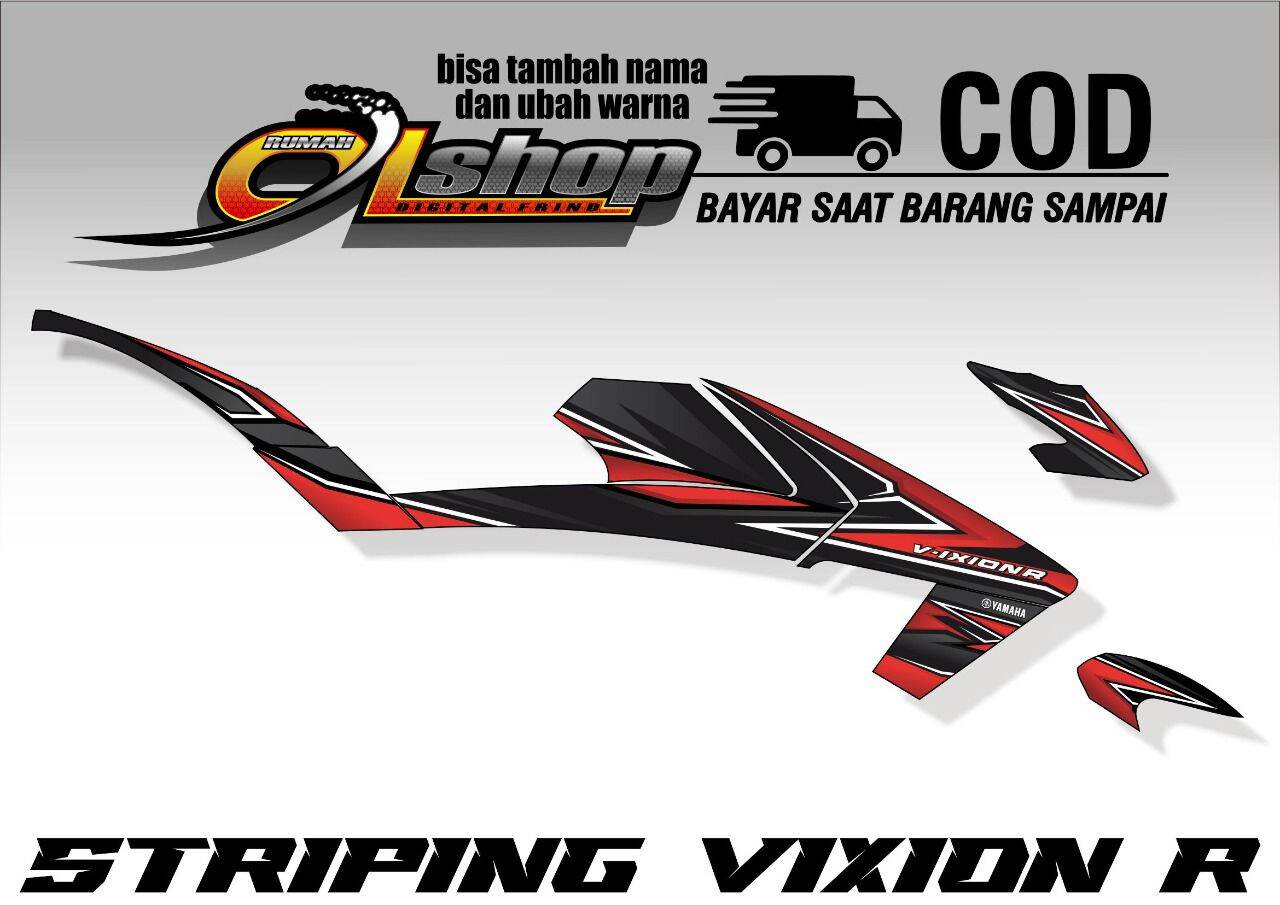 sticker variasi Vixion r grafis hitam merah #striping variasi | Lazada ...