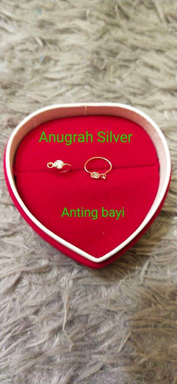 Anting kenip khusus bayi Rose gold mata 1 zircon pth perak 925/Silver lapisan emas kuning murni ...