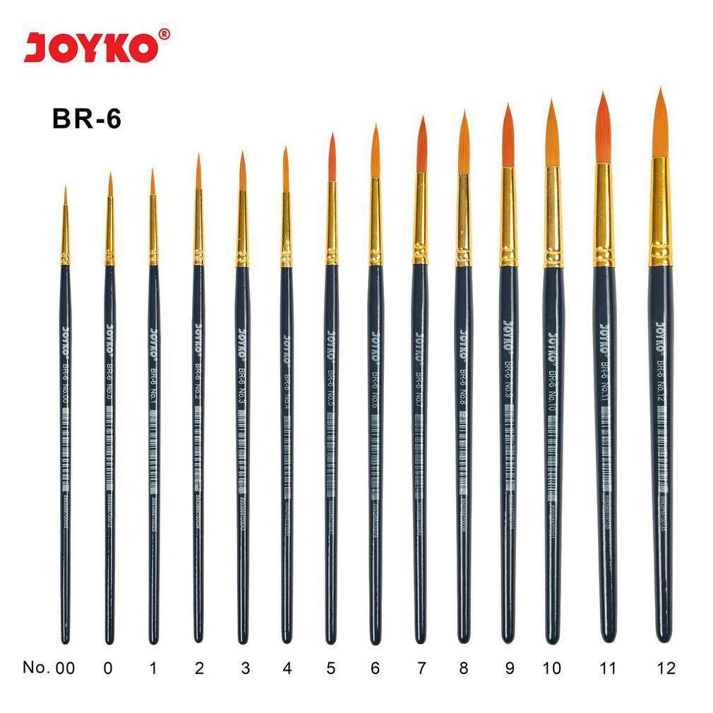 JOYKO BR 6 PAINT BRUSH KUAS LUKIS RUNCING NYLON BULU KUNING | Lazada ...
