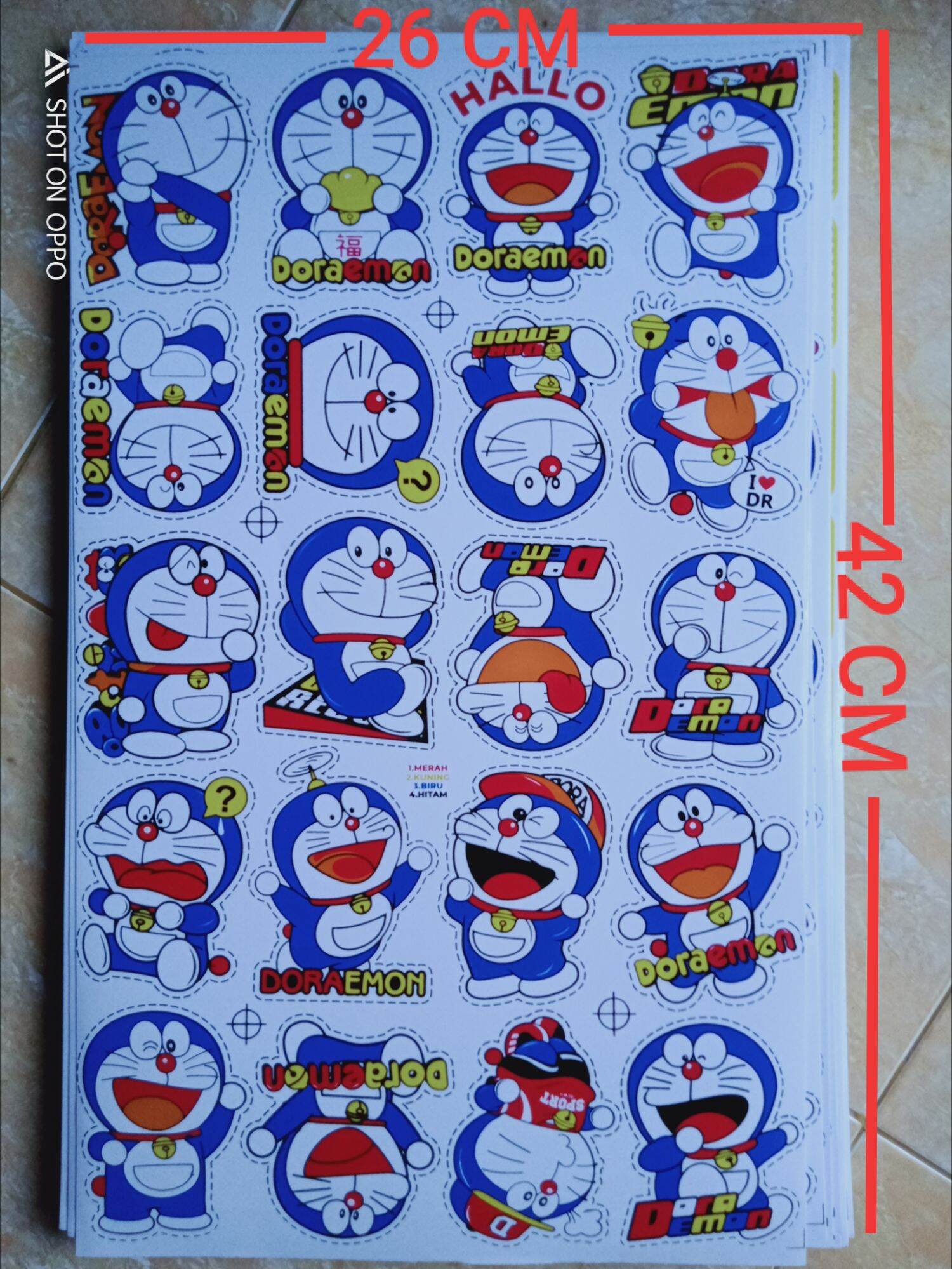 Stiker lembaran ukuran 26x42cm motif Doraemon isi 20 stiker | Lazada ...