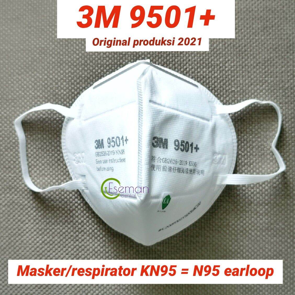 1pc Original 3M 9501+ Masker Respirator KN95 N95 Earloop Filter Satuan ...