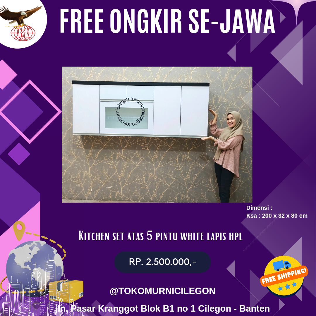 kitchen set atas 5 pintu white hpl | Lazada Indonesia
