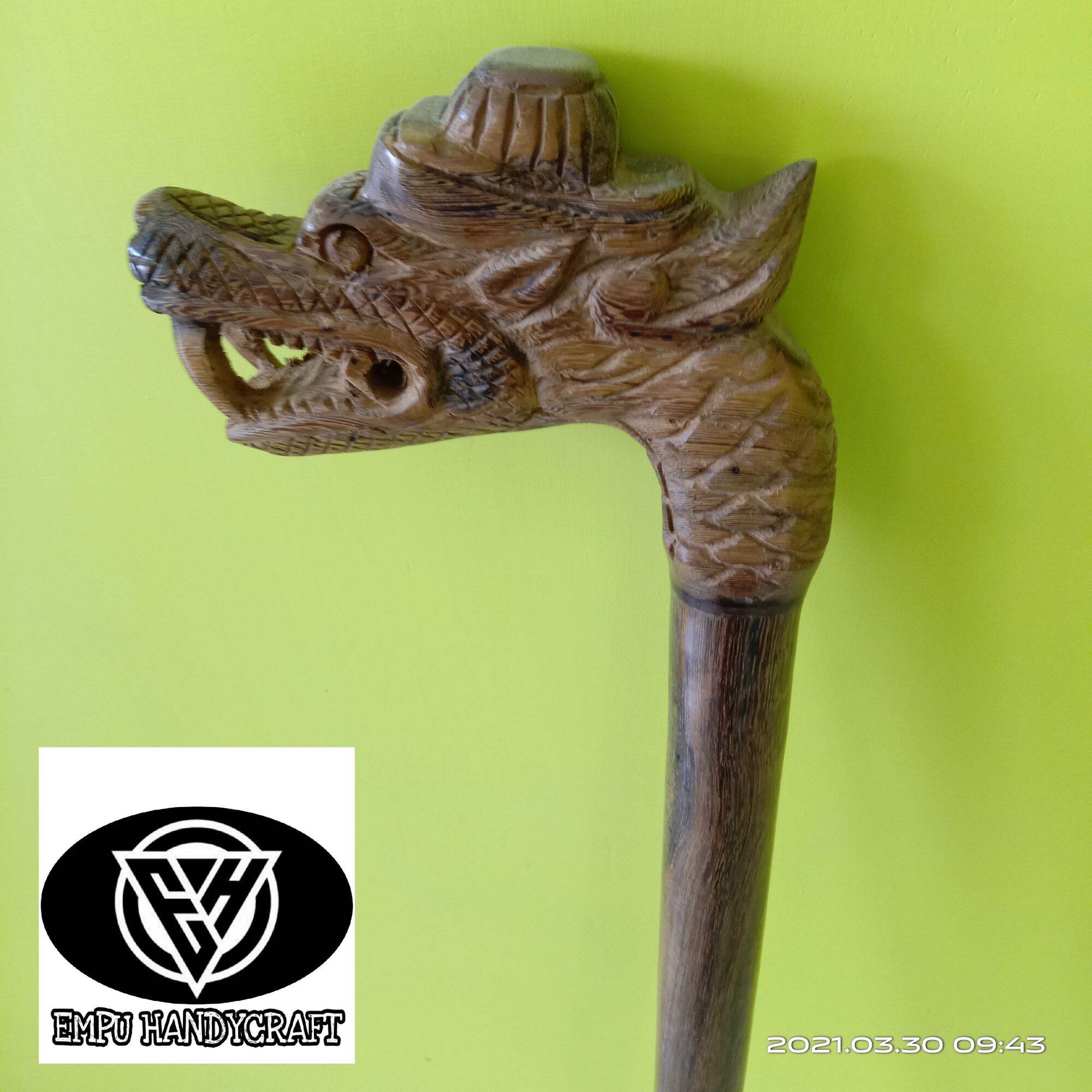 TONGKAT JALAN KAYU KELOR JAWA/JOHAR UKIR NAGA RAJA AA 63 | Lazada Indonesia