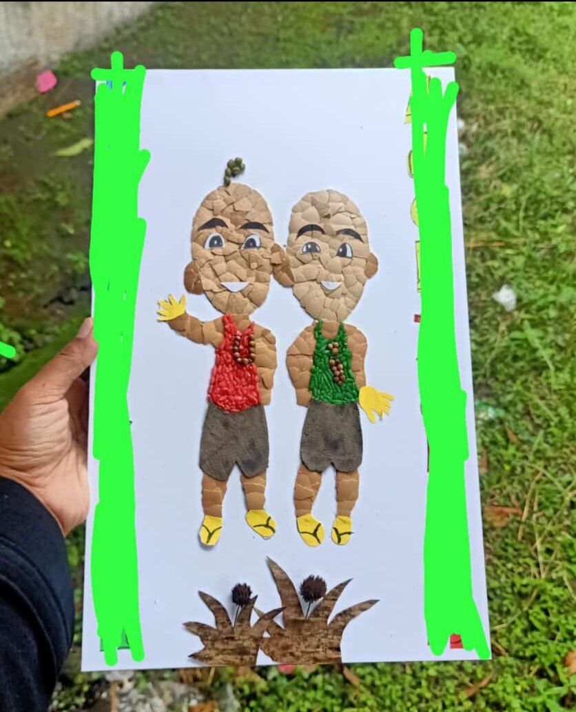 Kolase Cangkang Telur Kolase Bahan Alam Daun Cangkang Telur Biji