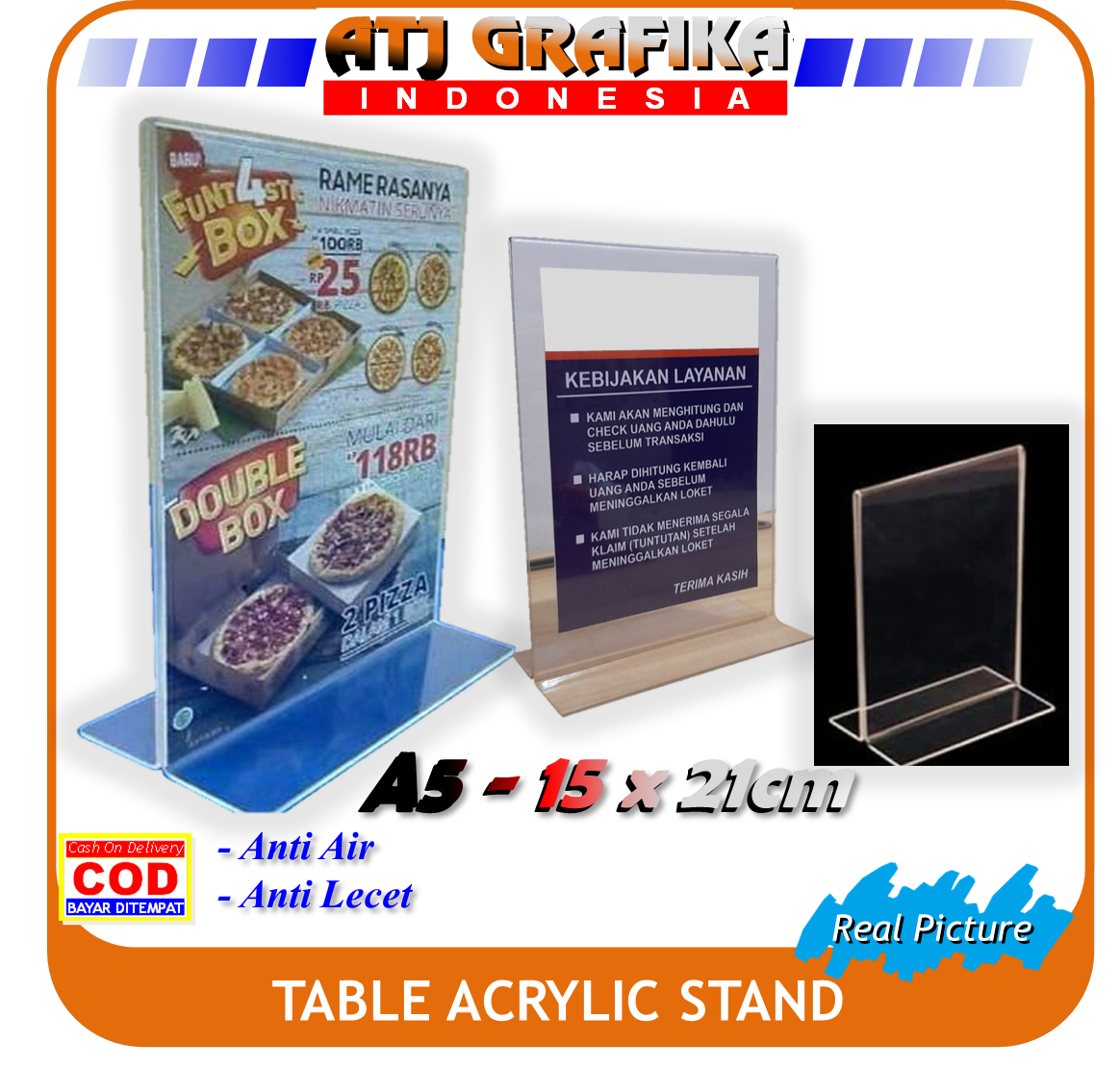 acrylic stand papan menu meja aklirik brosur informasi tulisan A5 ...