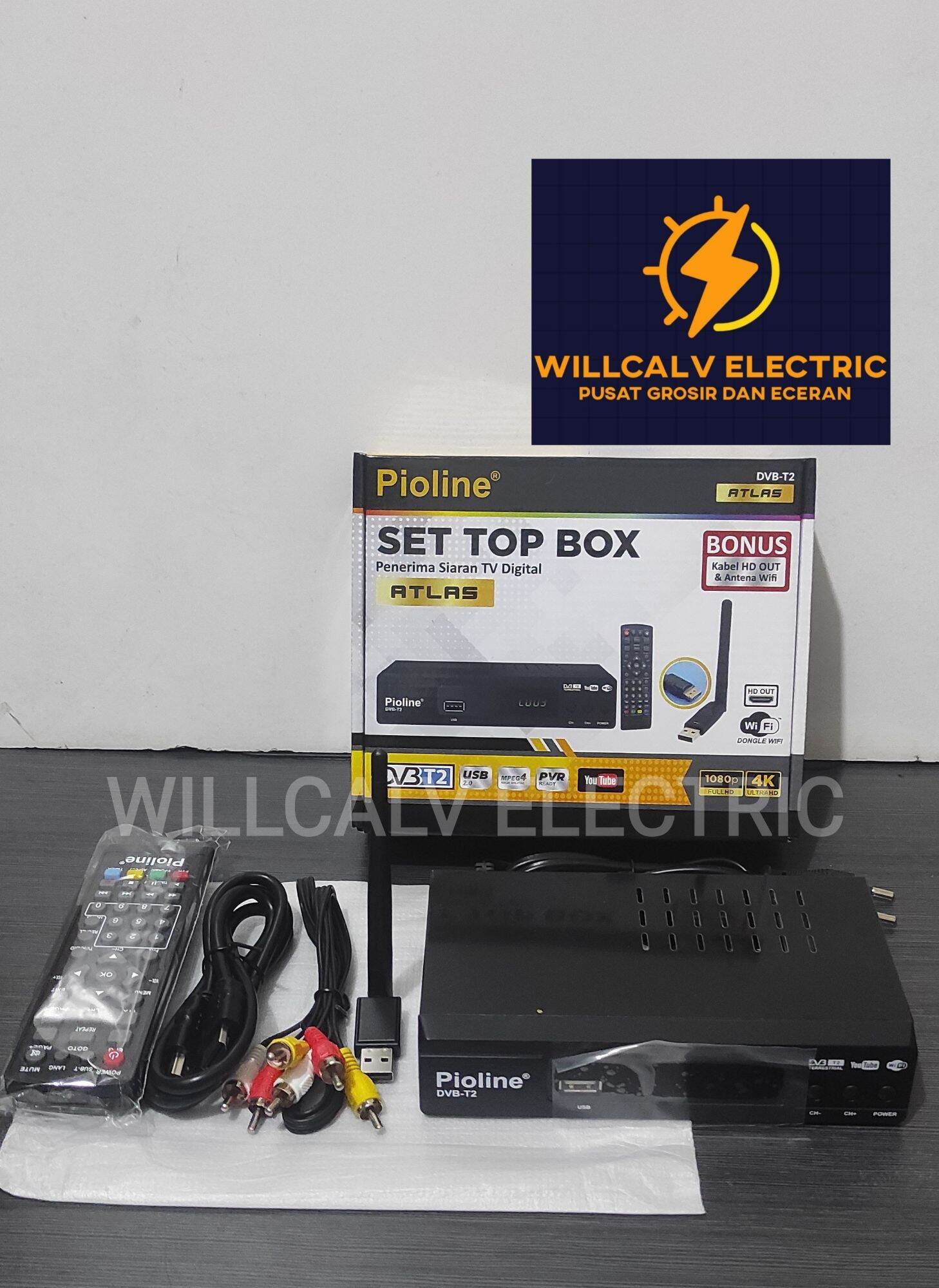 PIOLINE SET TOP BOX DVB-T2 RECEIVER YOUTUBE PLUS KABEL HDMI DONGLE WIFI ...