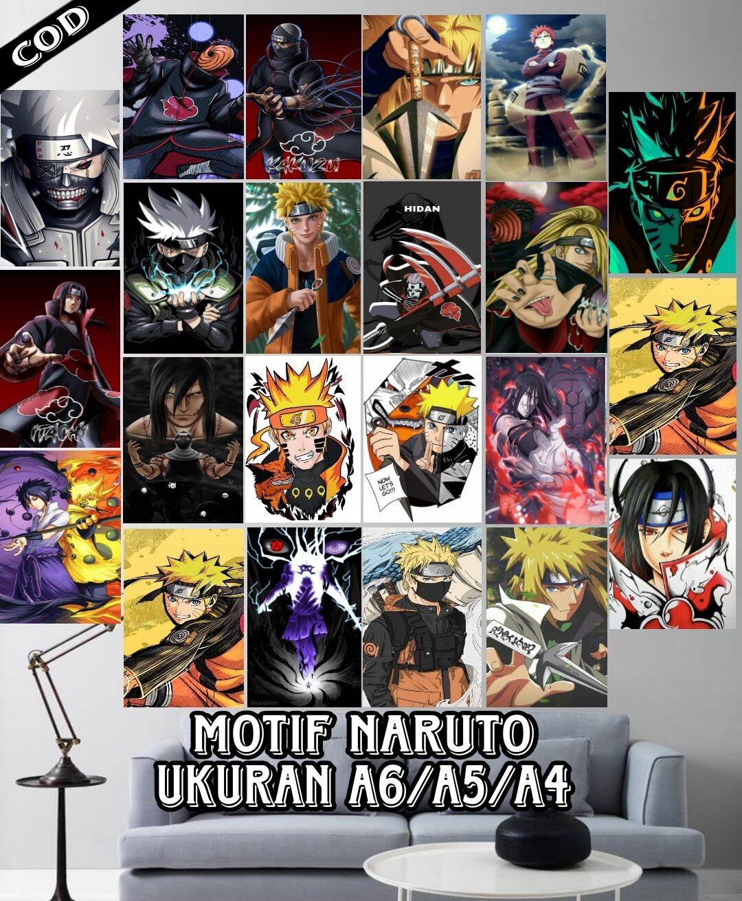 POSTER DINDING MOTIF NARUTO 50 PCS/POSTER NARUTO / HIASAN DINDING MURAH ...