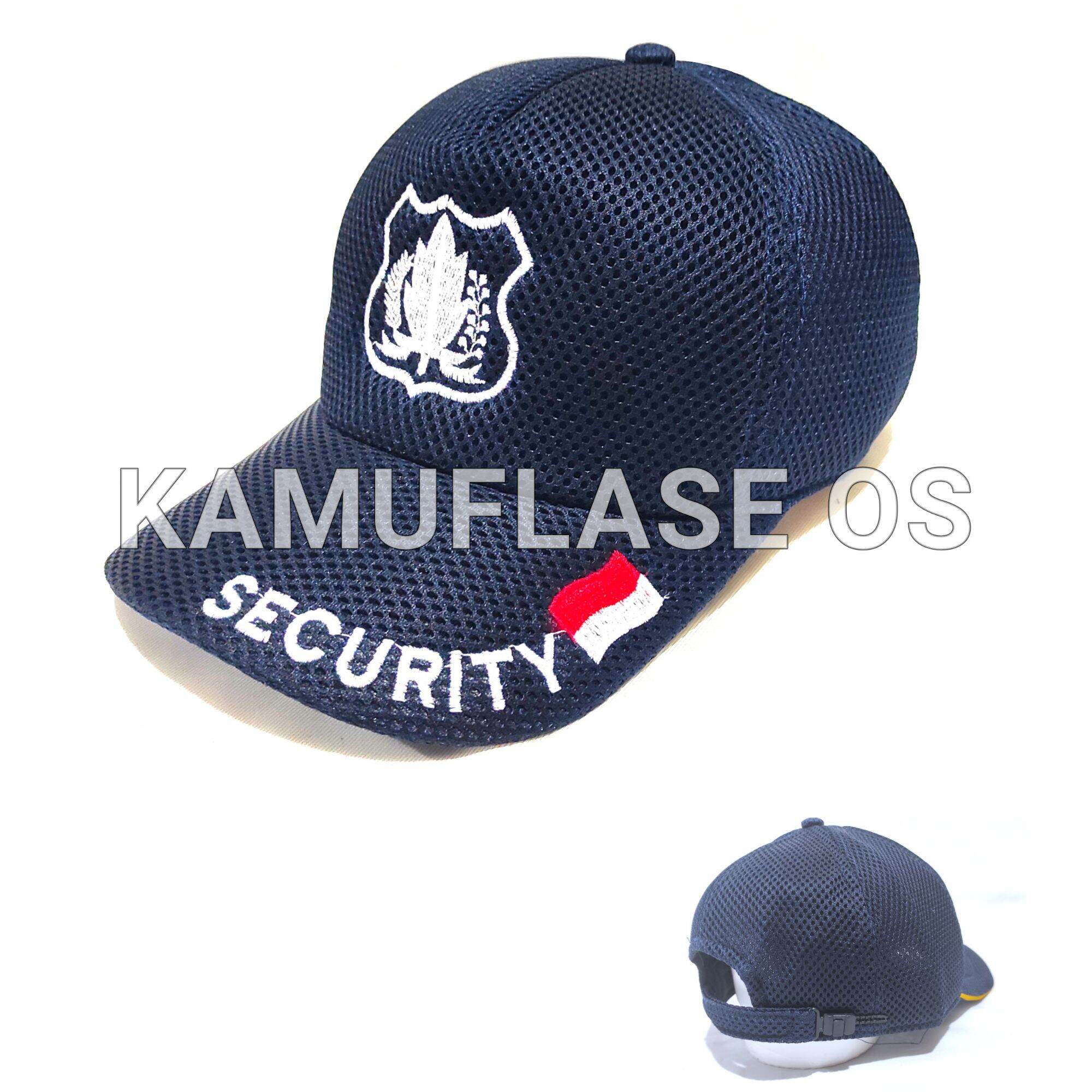 TOPI SECURITY SATPAM BIRU NAVY BORDIR TOPI SATPAM DOUBLE MESH WINF LOGO ...