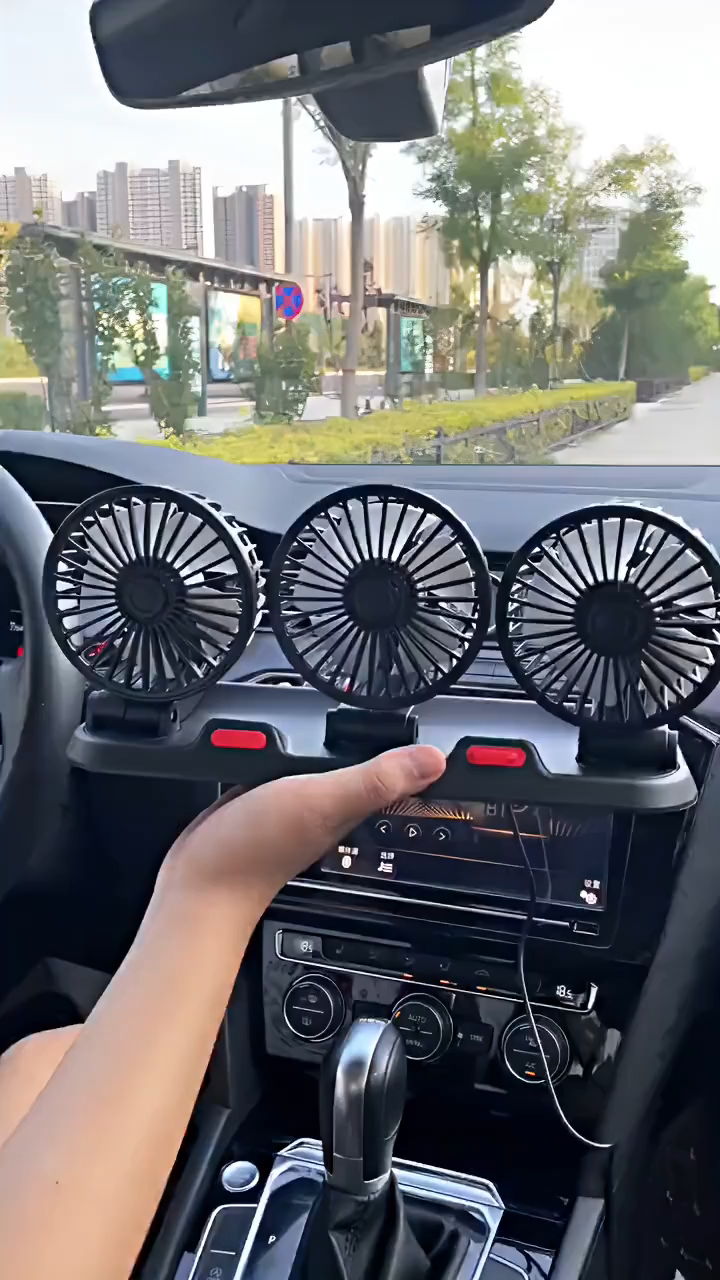 SOARFLY Kipas Angin Mobil Car Fan 3 Kepala USB 12-24 Volt Premium 360 ...