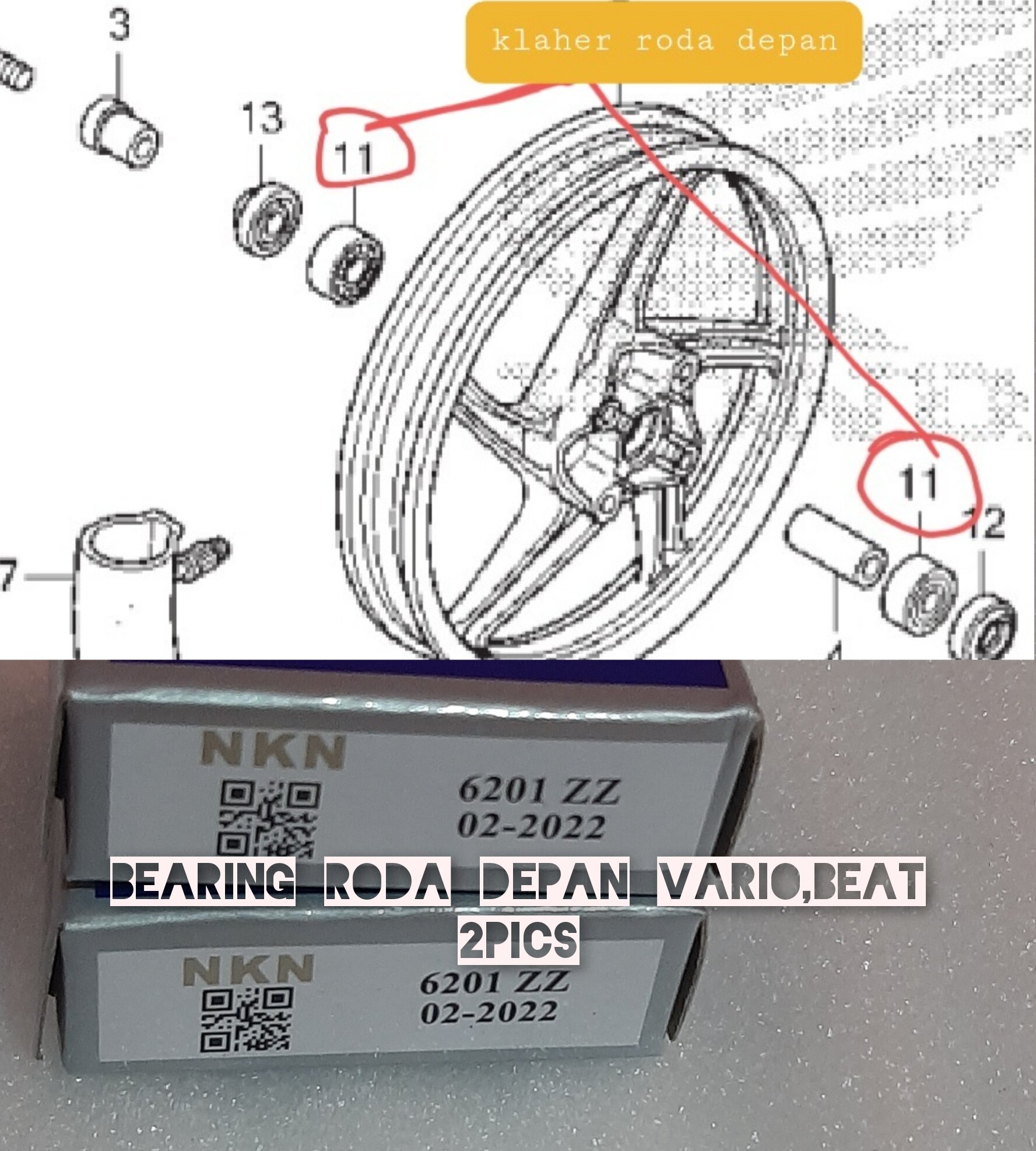 Bearing roda depan vario 125 klaher roda vario | Lazada Indonesia