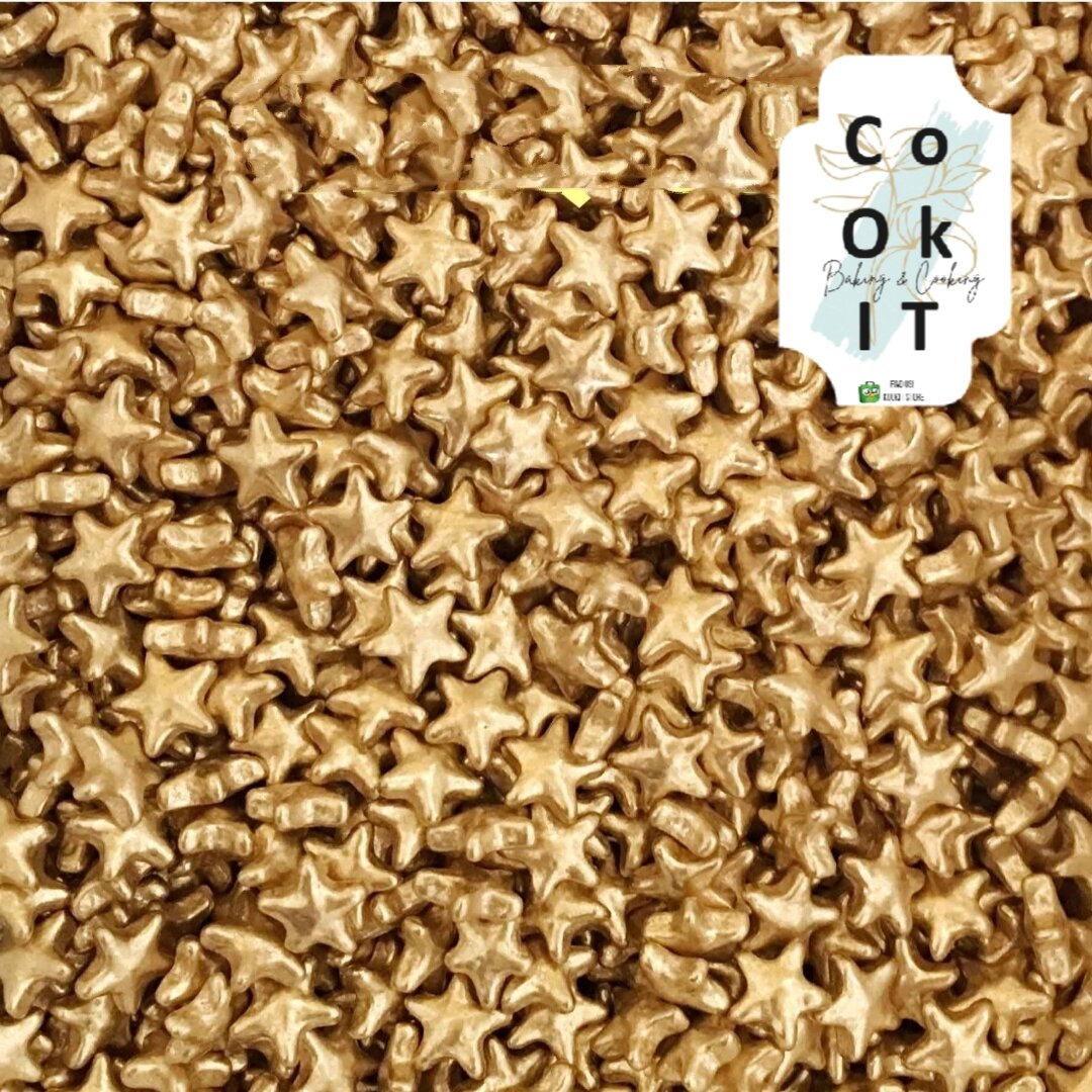 (30Gr) Full Gold Star Taburan Sprinkle Cake Gula Hiasan Kue PREMIUM ...