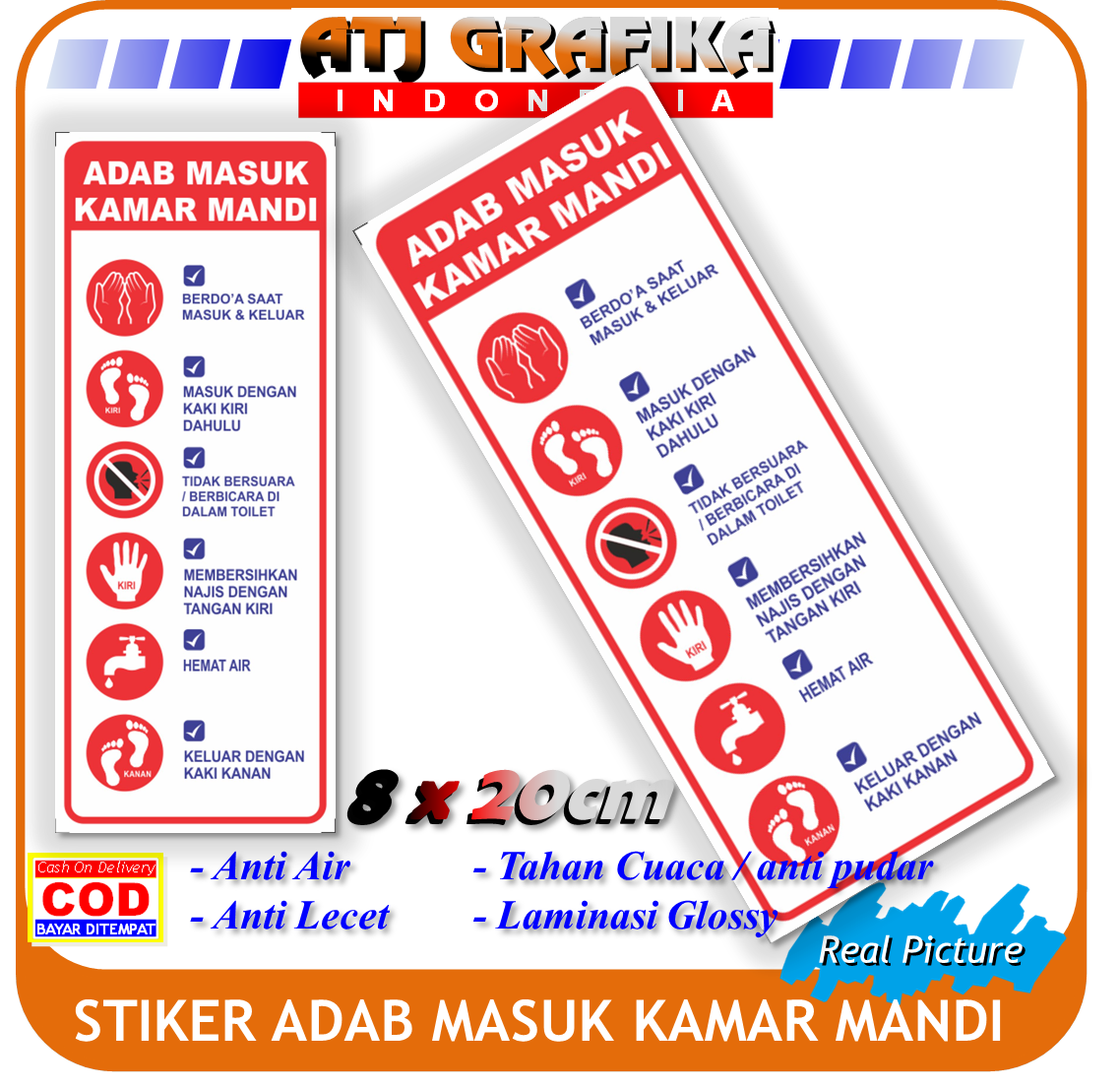 Stiker adab masuk kamar mandi toilet wc sticker pintu pendidikan rumah ...