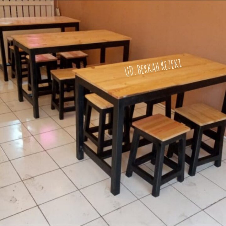 set meja makan cafe/resto, meja makan bakso/warung jati Belanda ...