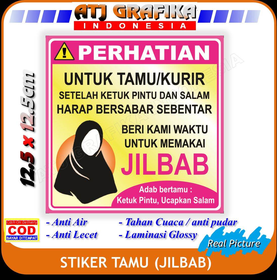 stiker jilbab tamu pagar rumah Sticker muslimah adab bertamu | Lazada ...