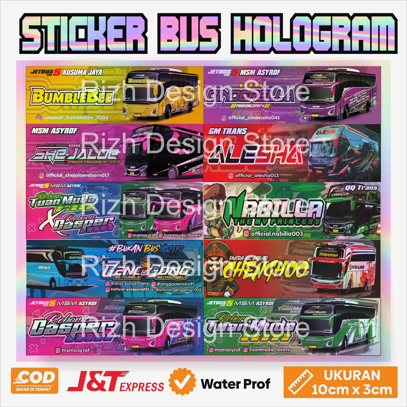 (bahan graftac) Stiker Bus Ori Terbaru, Hologram, Stiker Bus jb5,dll ...