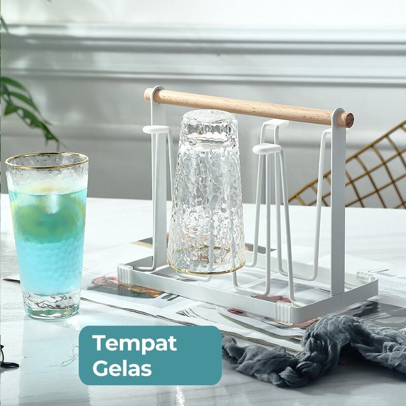 Rak Gelas Gantung Cup holder Rak Cangkir Tempat Gelas 6 slot Minimalis ...