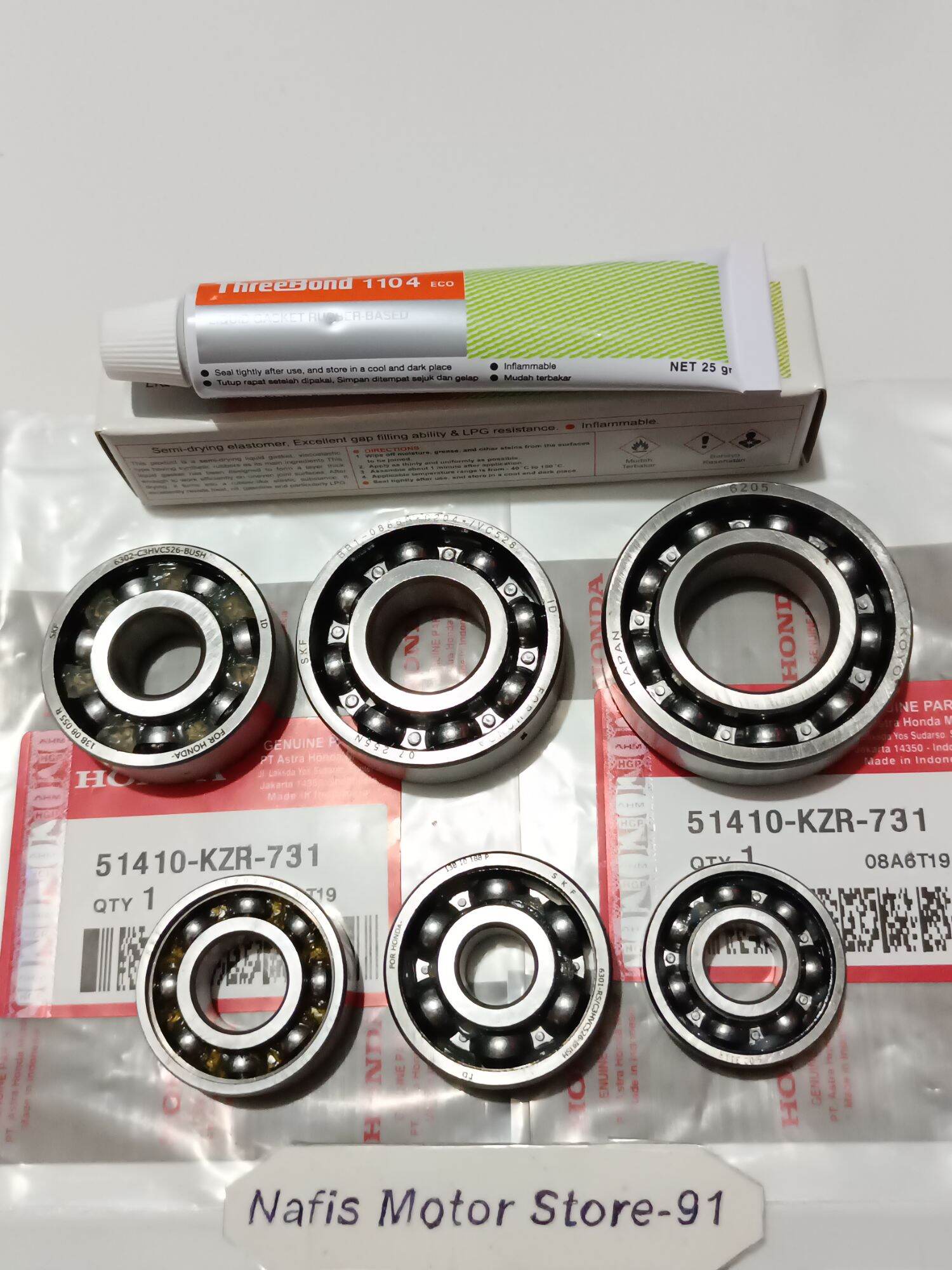BEARING LAHER RASIO KOMPLIT 6 PCS+LEM GASKET VARIO 125 OLD/VARIO 125 ...