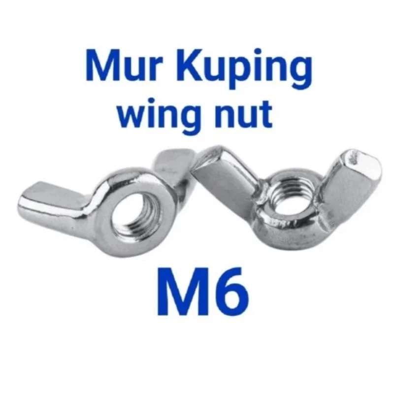 5pcs Mur kuping Besi Galvanis wing nut kupu-kupu Besi Galvanis M6 untuk ...