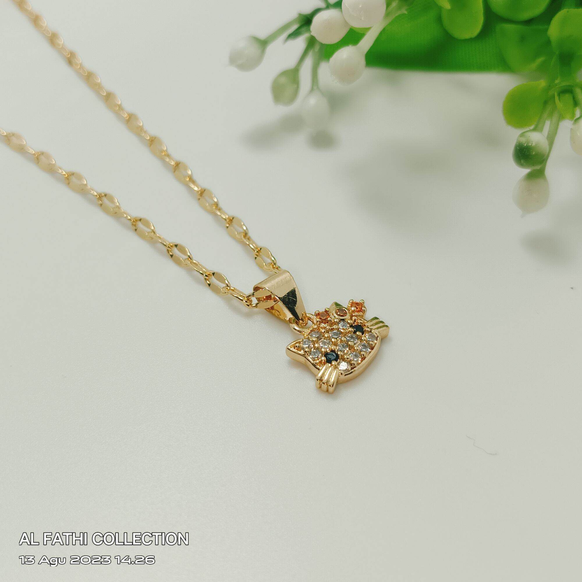 KALUNG ANAK PEREMPUAN LIONTIN HELLO KITTY RANTAI NORI KACA ANTI KARAT ...