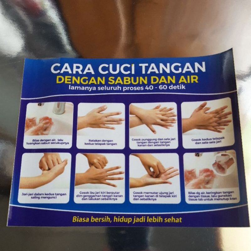 Stiker Cara Cuci Tangan Dengan Sabun Air Mengalir / Stiker Cuci Tangan ...