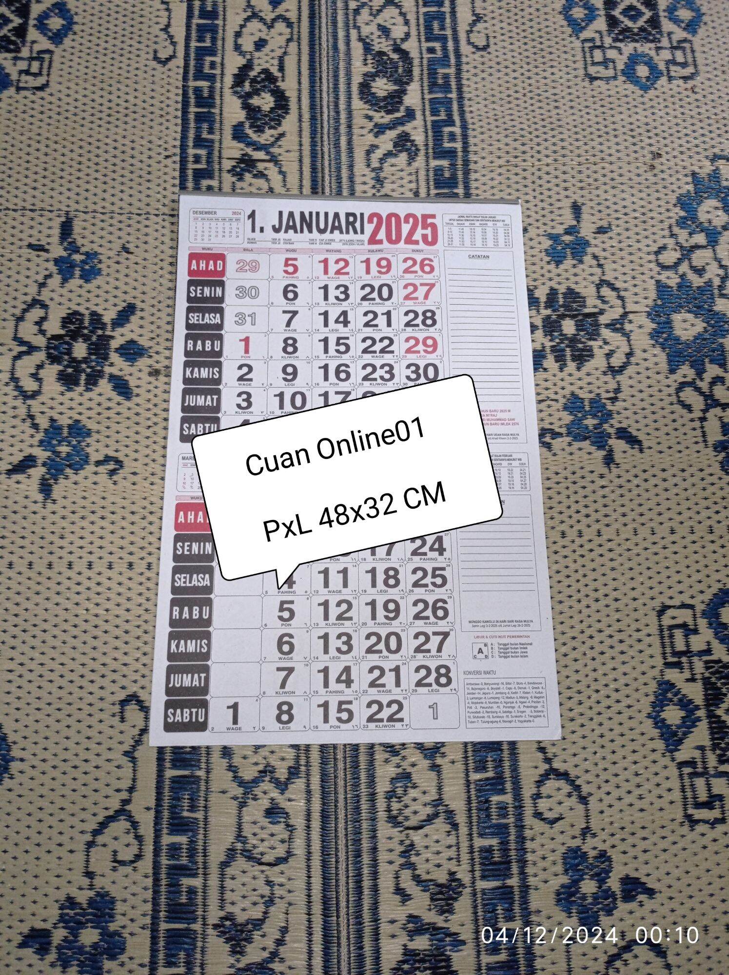 Kalender Almanak Dinding Kalender Nasional Kalender Jawa 2025 | Lazada ...