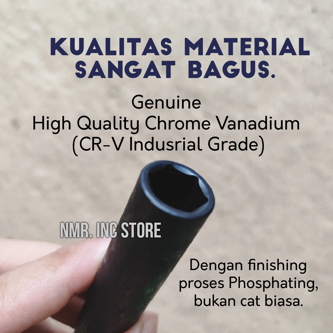 Paket Set Komplit Mata Kunci Shock Extra Panjang Impact 16pcs 7-24mm Drive 1/2", Pas Sok Socket ...