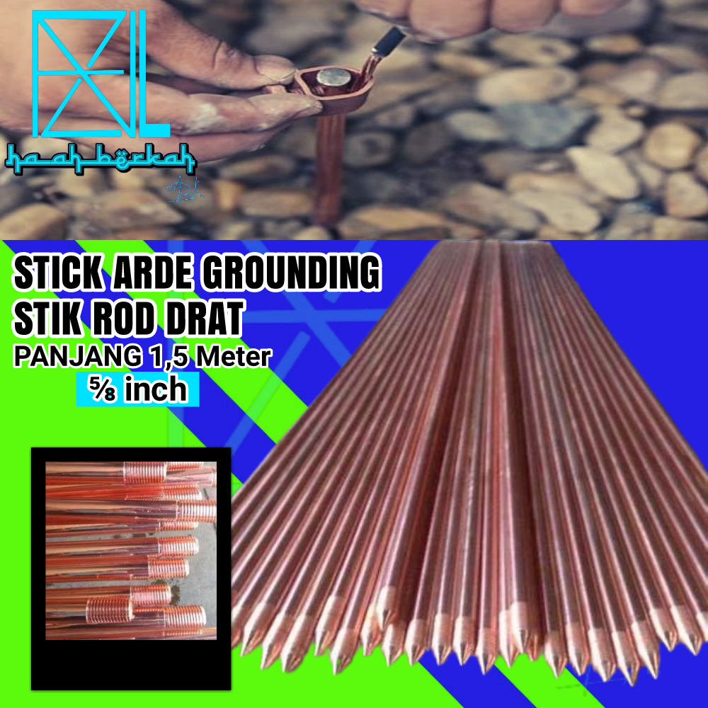 Stick Rod Stik Arde Grounding Penangkal Petir Drat 5/8 panjang 1,5 ...
