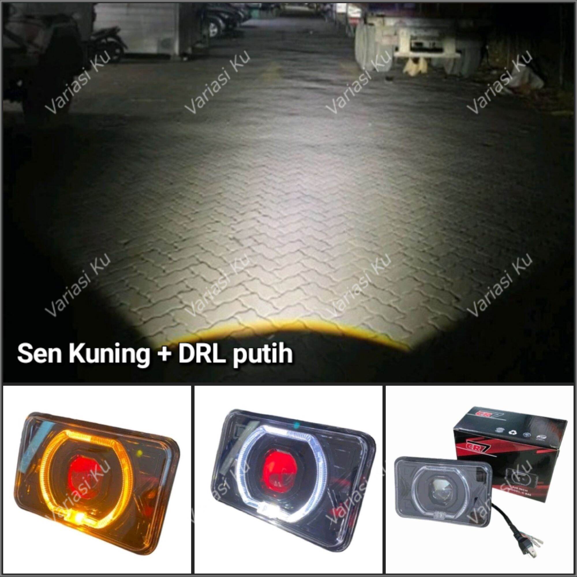 LAMPU BILED KOTAK MATRIX H4 CR7 + SHROUD 2 MODE WARNA PLUS SEN DEMON ...