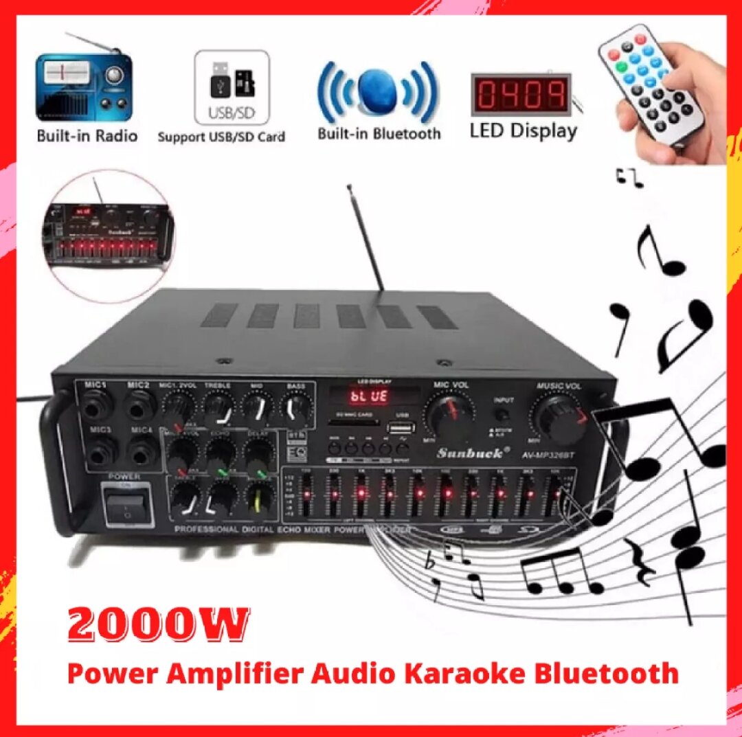 Bluetooth EQ Amplifier Karoke 2000W Audio Radio FM Original 100% ...