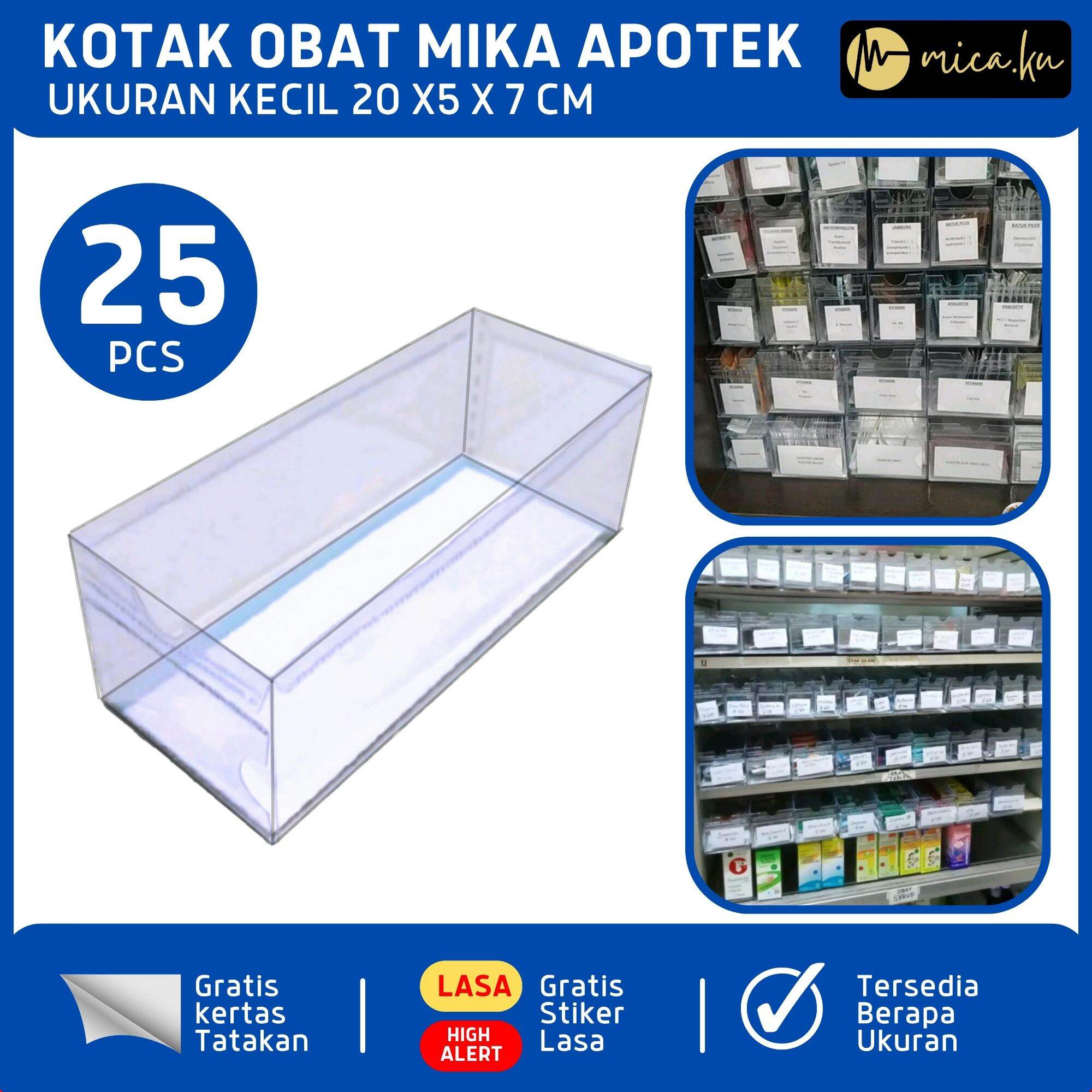 25 pcs Kotak Obat Mika kecil 20x5x7cm / Apotek / Puskesmas / Rumah ...