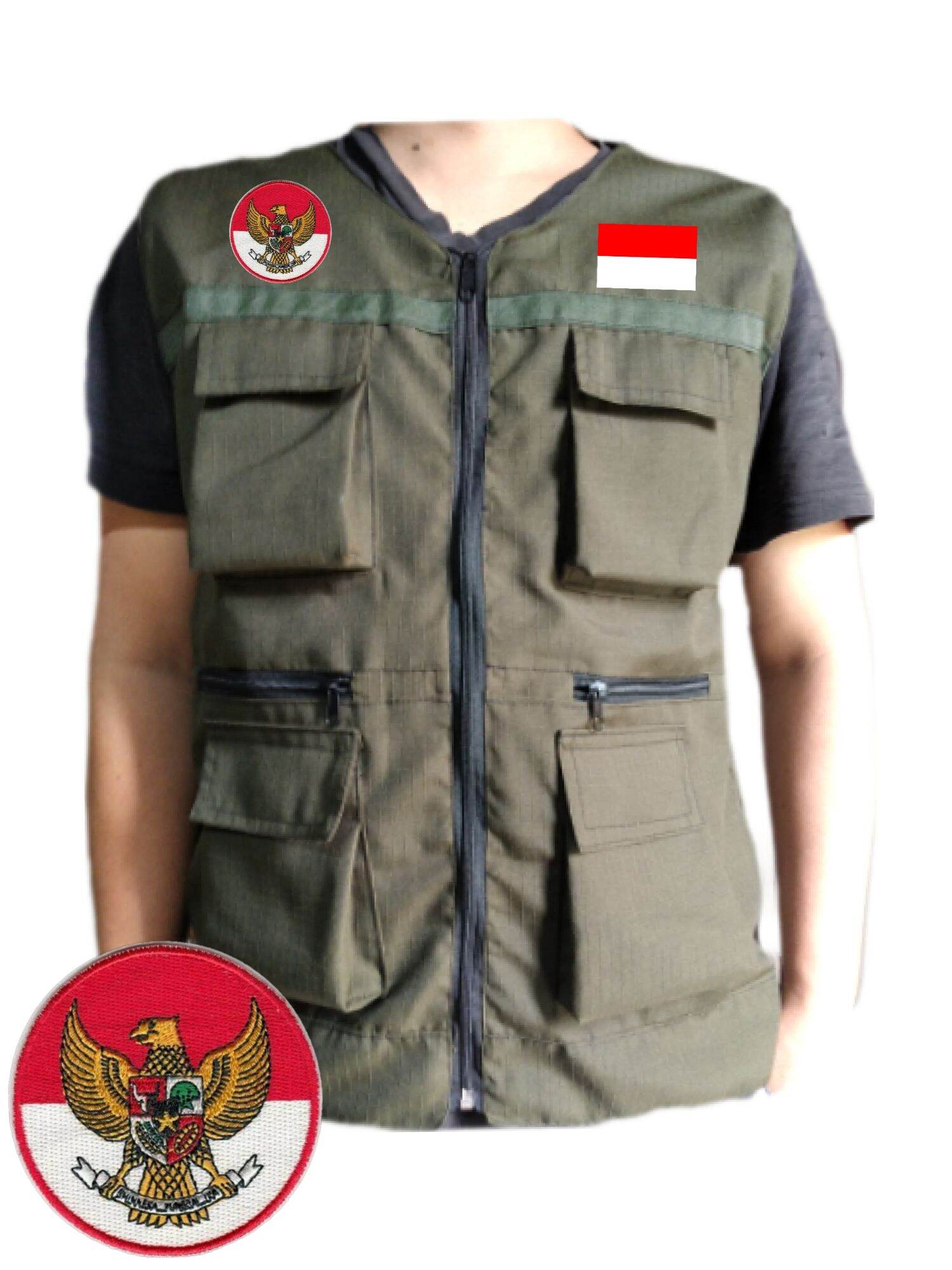 Rompi lapangan pria warna hijau army logo bordir garuda indonesia ...