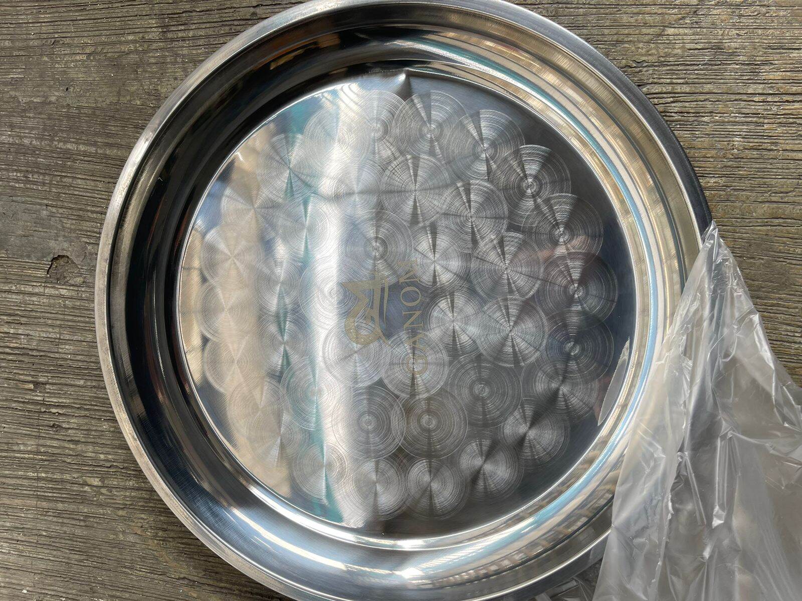 nampan bulat polos stainless steel 40cm TEBAL / baki bulat stainless ...