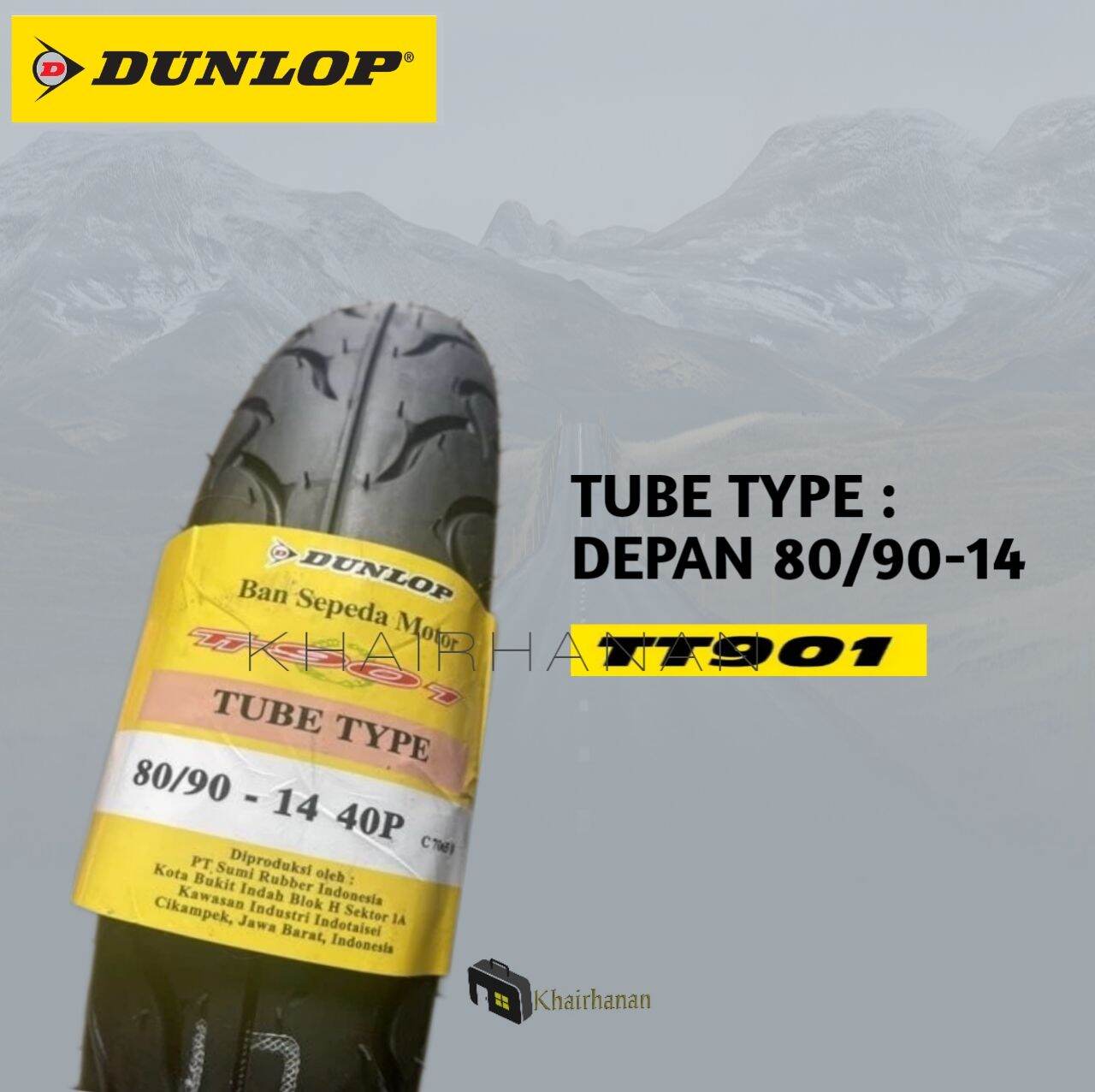 BAN LUAR DUNLOP TUBE TYPE 80/90-14 UNTUK SEMUA MOTOR MATIC RING 14 ...