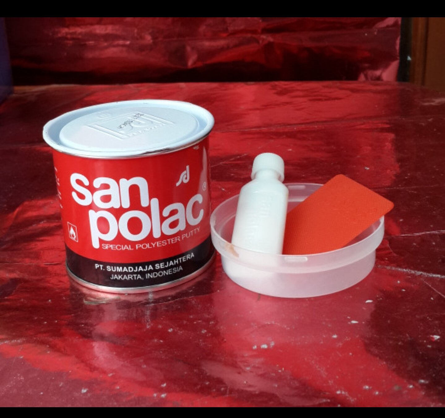 Dempul San polac Besi plastik kayu Sanpolac Polyster Putty 1/4 Kg ...