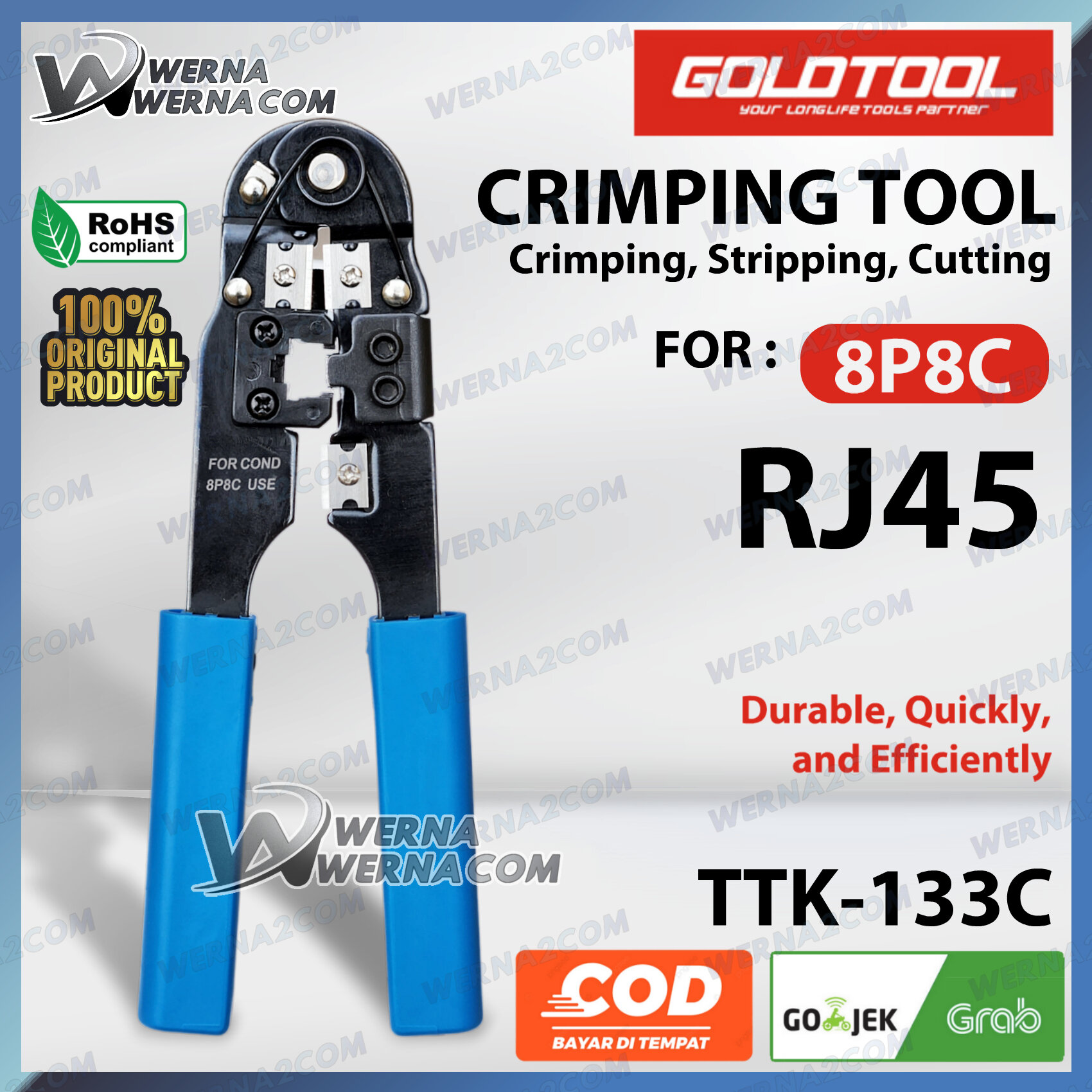 Crimping Tool Tang Krimping 8P8C RJ 45 GOLDTOOL TTK-133C | Lazada Indonesia