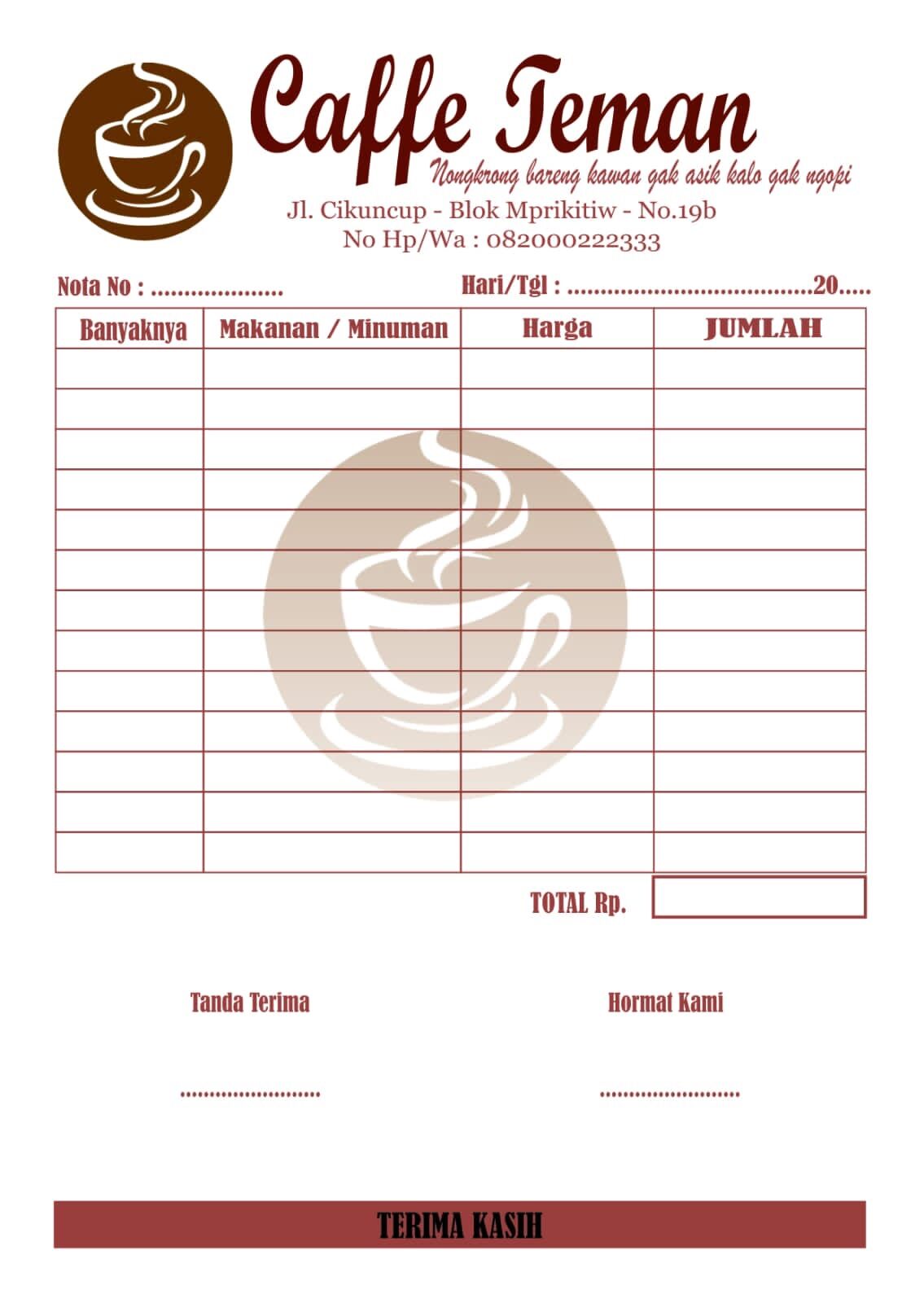 Nota Custom 1play & 2play, bon, nota caffe, nota loundry, nota olshop ...