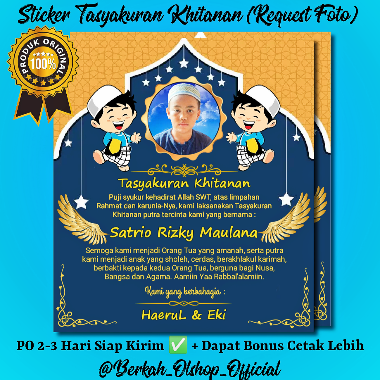 Stiker Khitan Anak 10x10CM (Isi 50 Lembar) Bonus Cetak Lebih - Stiker ...