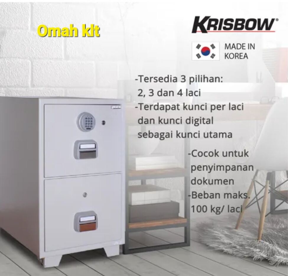 krisbow brangkas tahan api fire safe deposit safety box model 2 drawer ...