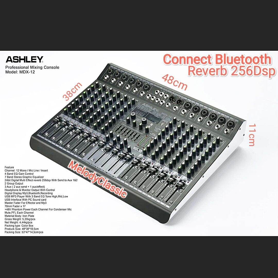Mixer Audio Ashley MDX 12 Bluetooth Reverb 256Dsp 12 Channel | Lazada ...