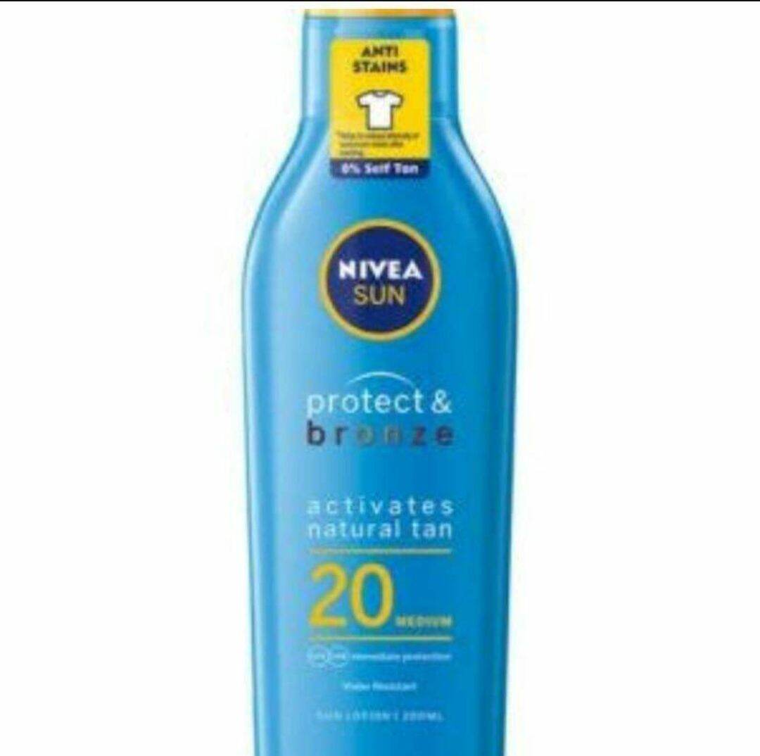 Nivea Sun Protect & Bronze SunBlok SunScreen SPF20+ UVA UVB Protection ...
