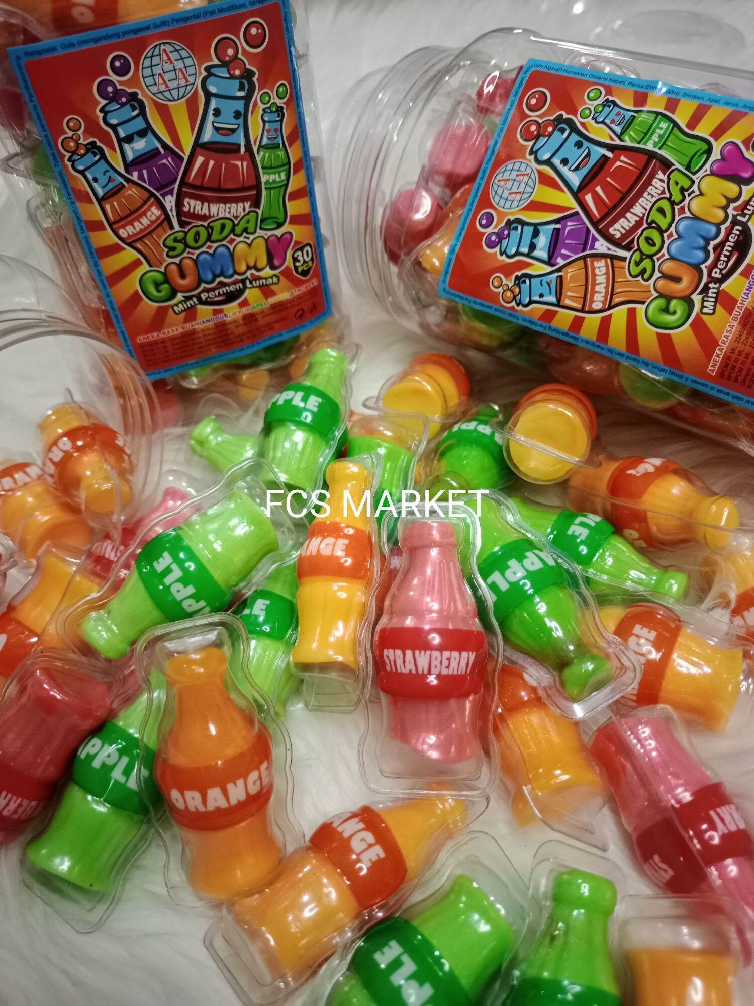 SODA GUMMY MINT PERMEN LUNAK SODA BER ANEKA RASA 1 toples isi 30 biji ...