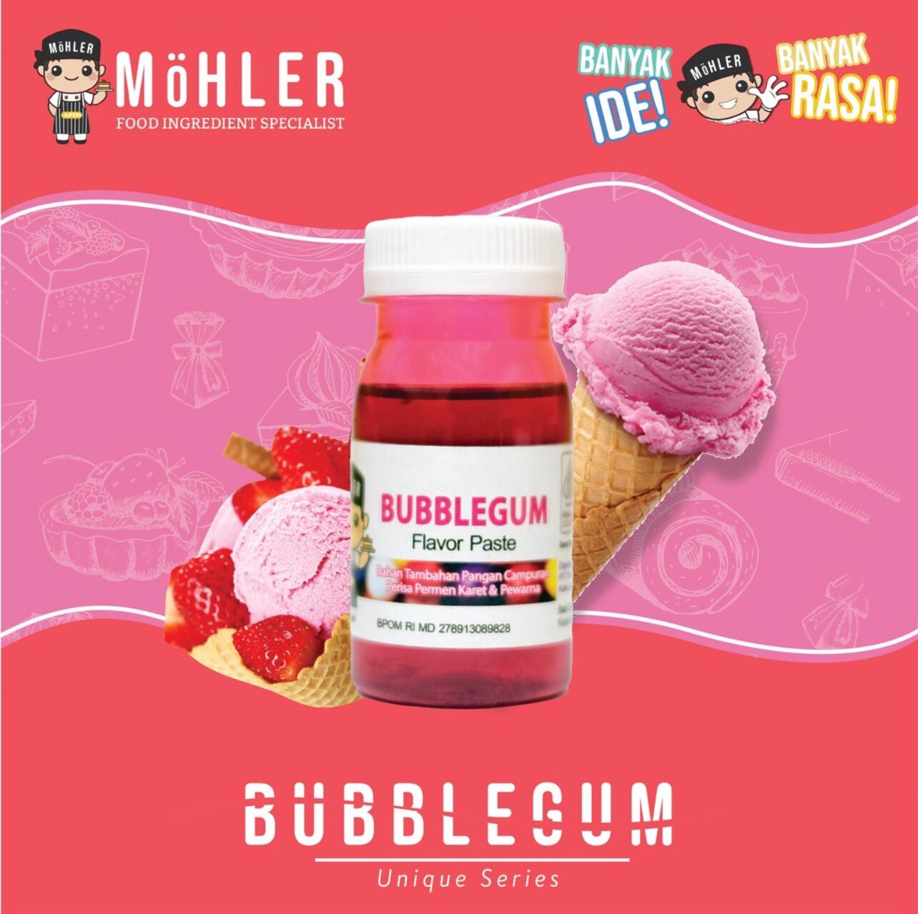 MOHLER Pasta Perisa Pewarna 60gr - BUBBLEGUM / PERMEN KARET | Lazada ...