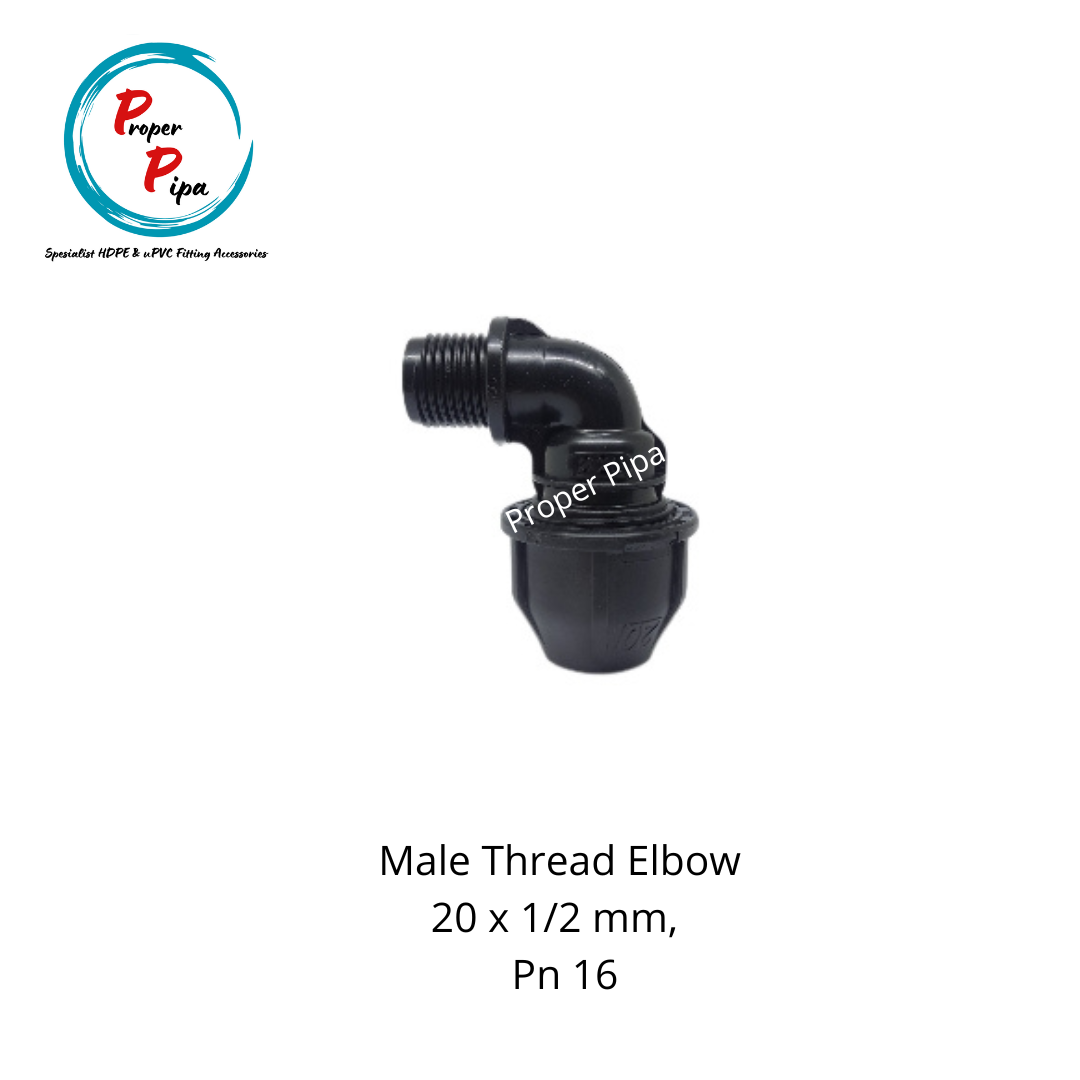 Male Thread Elbow 20 x 1/2 mm Pn 16 Merek Irriplast | Lazada Indonesia