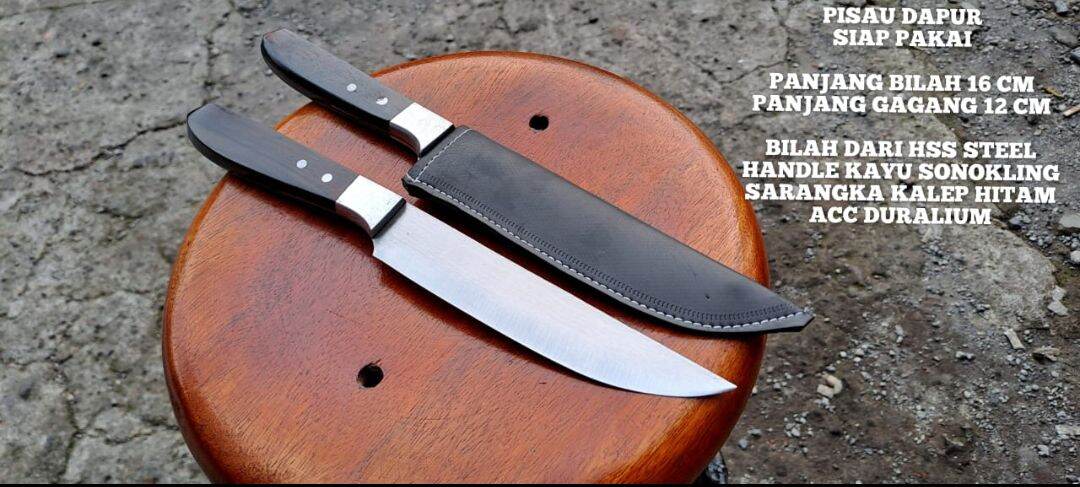 Pisau dapur Serbaguna super tajam Pisaw daging Pisou sisit handle kayu ...