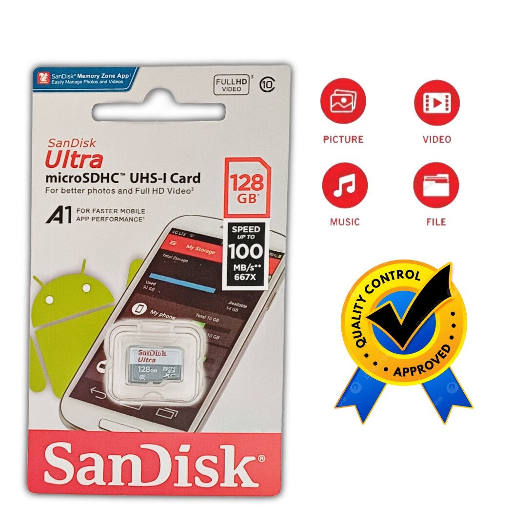 Sandisk Ultra 100MPS MicroSD UHS-I Card class 10 Micro SD 128GB kartu ...