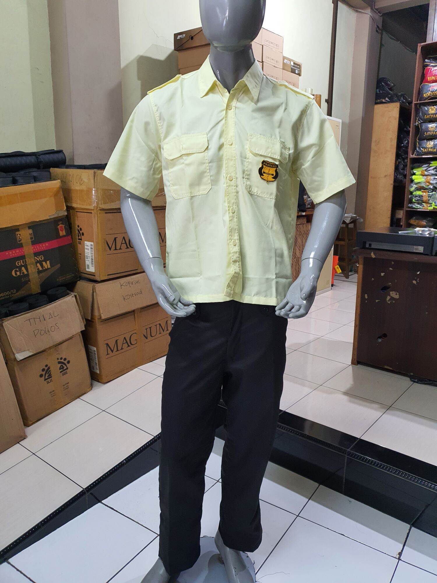 Seragam PDH Satpam Krem American DRILL | Seragam PDH Satpam terbaru ...