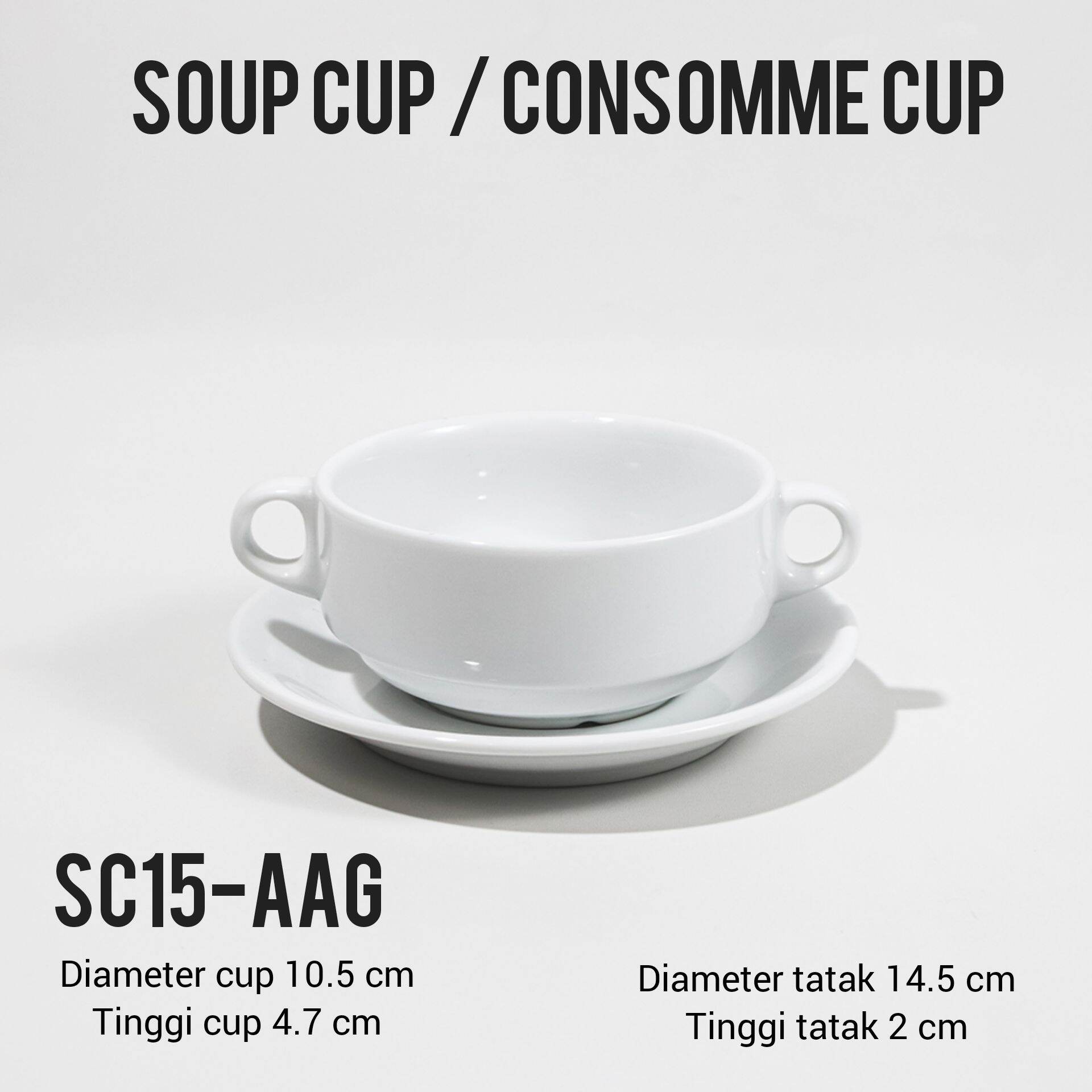 Soup cup, mangkok sup + piring tatak, Consomme cup SC15-AAG polos 6pcs by Indo keramik | Lazada ...